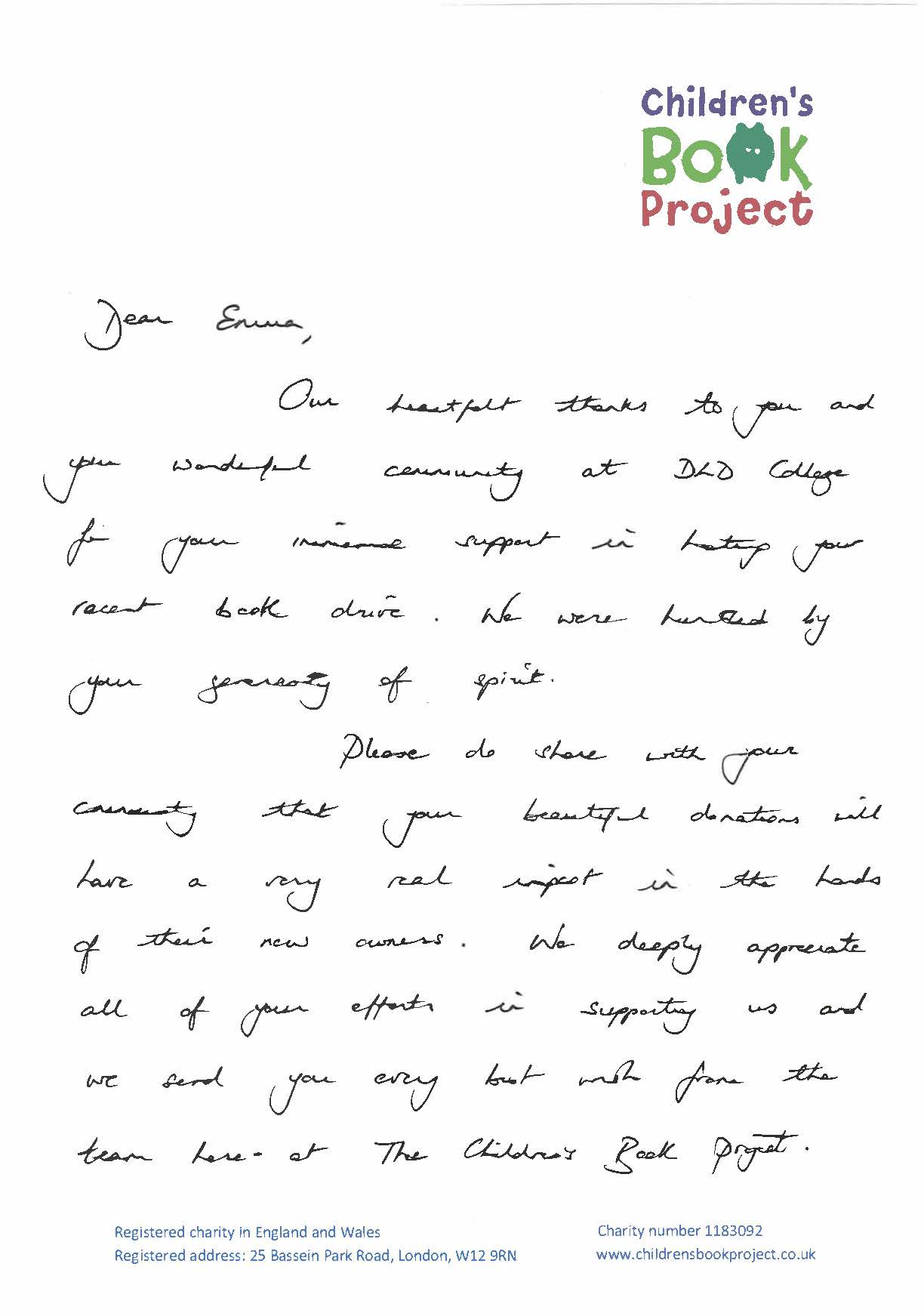 A Huge Thanks from The Children’s Book Project! | DLD College London